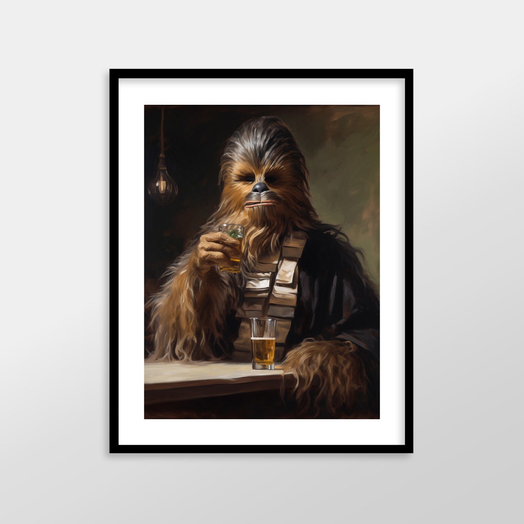 Chewbacca Star Wars Bar Art Print Antique Vintage Oil Painting Art ...