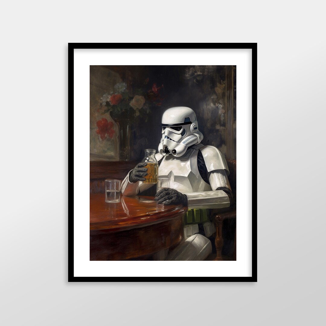 Stormtrooper Star Wars Bar Art Print Antique Vintage Oil Painting Art ...