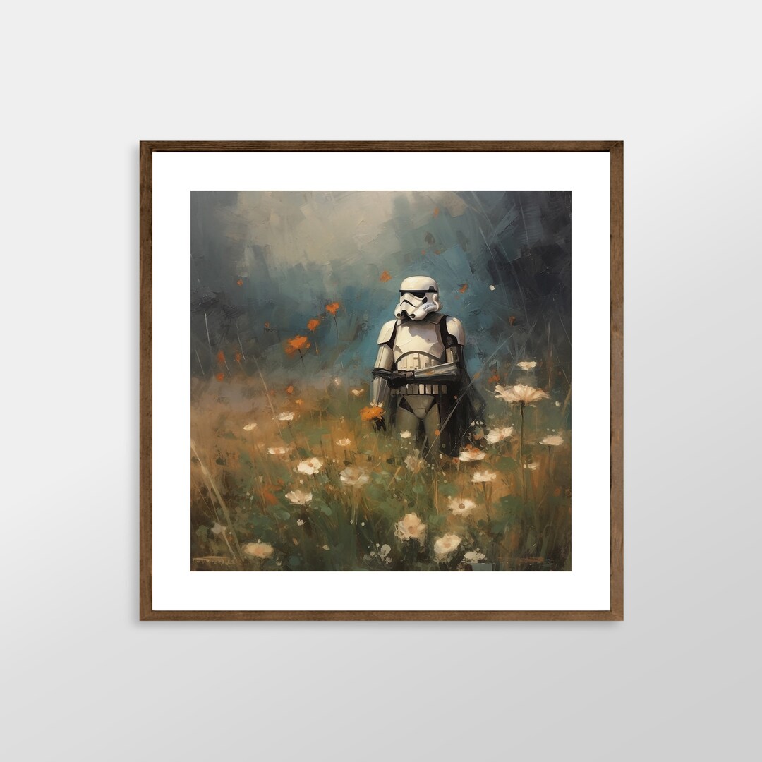 Stormtrooper Star Wars Inspired Landscape Antique Vintage Oil Painting ...