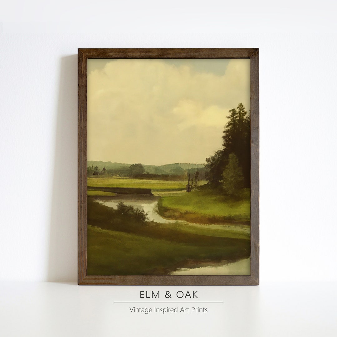Landscape Vintage Oil Painting Art Print Abstract Rustic Antique ...