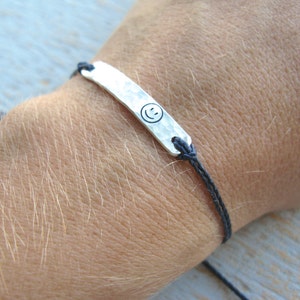 Smiley Face Bracelet, Smiley Face String Bracelet, Smiley Face Stamped ...