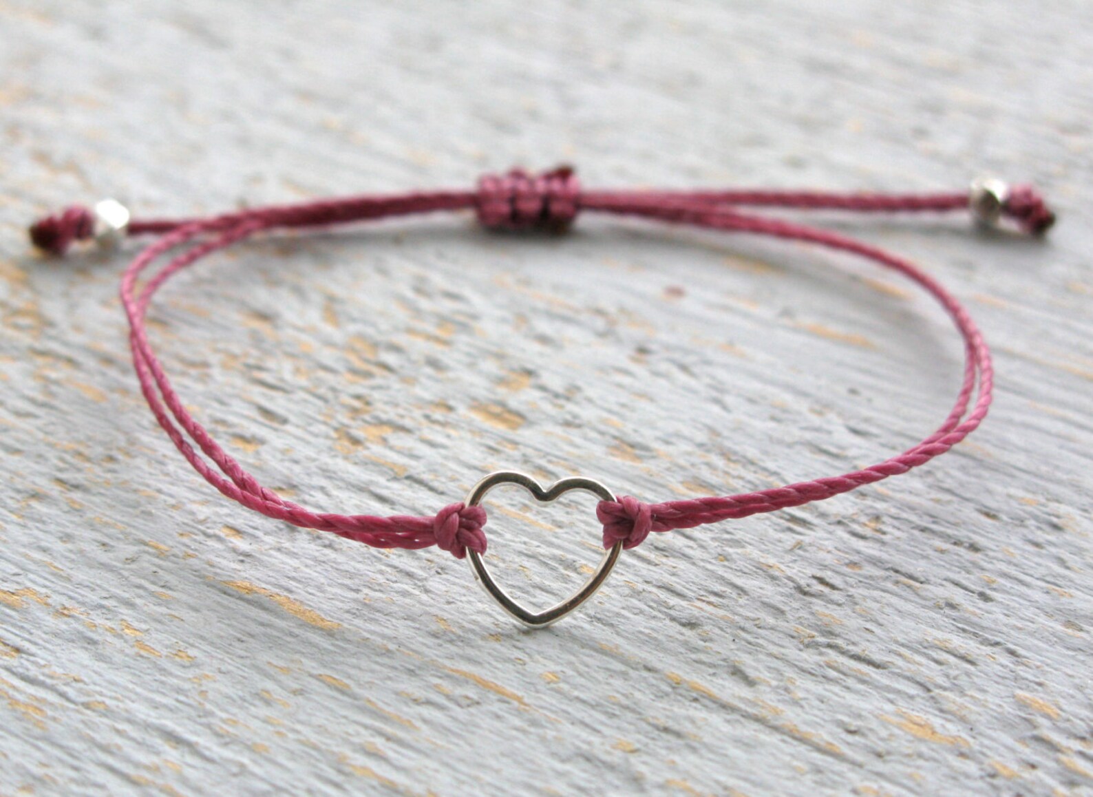 Silver Heart Bracelet String Heart Bracelet Sterling Silver - Etsy Sweden