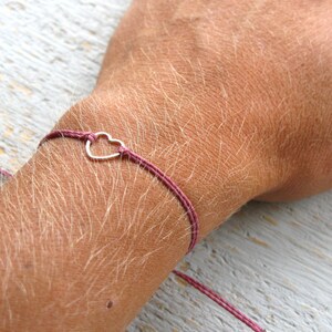 Silver Heart Bracelet, String Heart Bracelet, Sterling Silver Heart ...