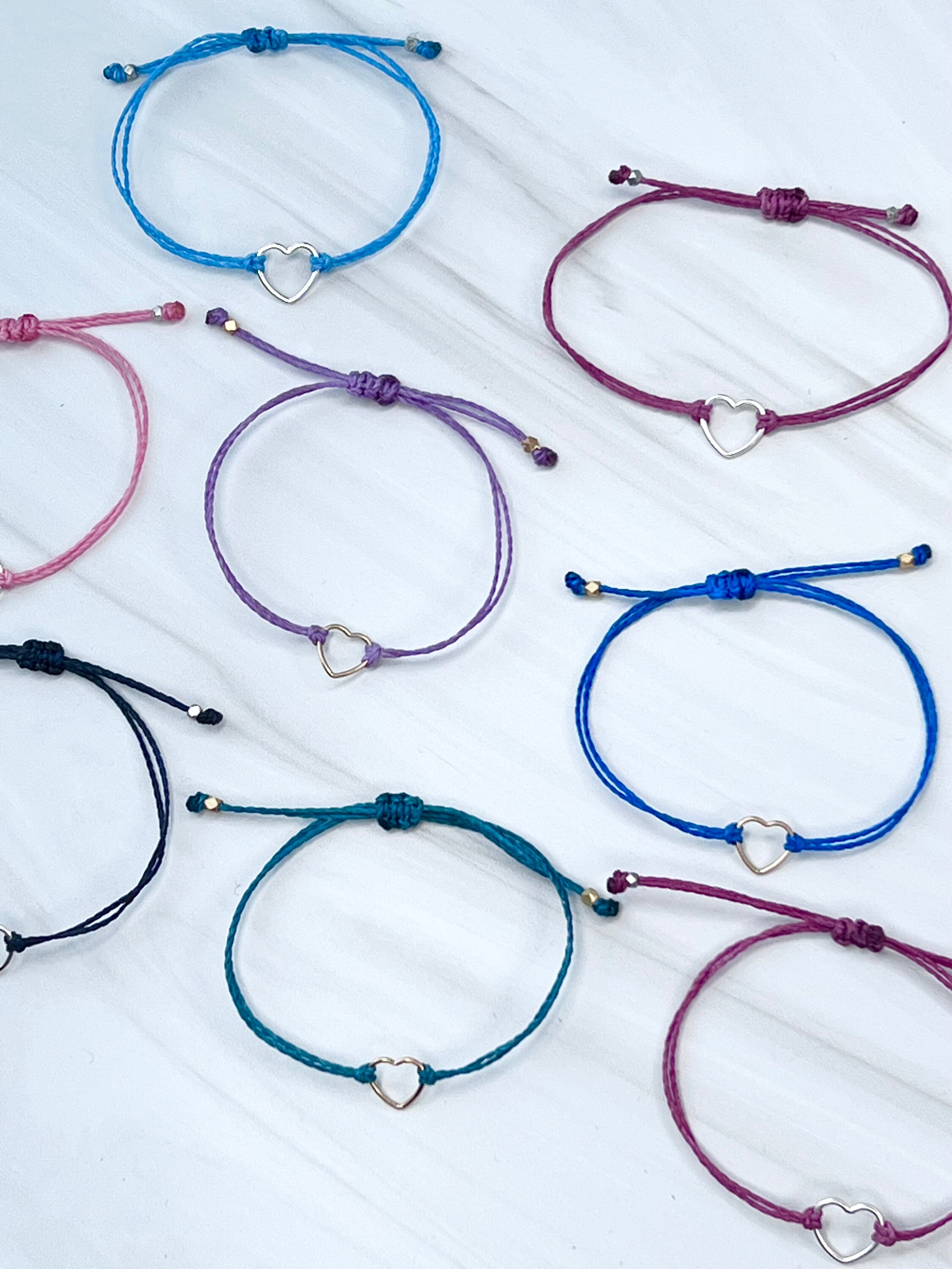 Silver Heart Bracelet String Heart Bracelet Sterling Silver - Etsy Sweden