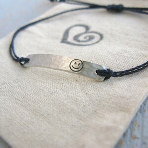 Smiley Face Bracelet, Smiley Face String Bracelet, Smiley Face Stamped ...