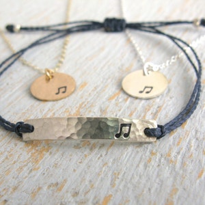 Music Note Bracelet, String Music Note Bracelet, Adjustable Silver ...