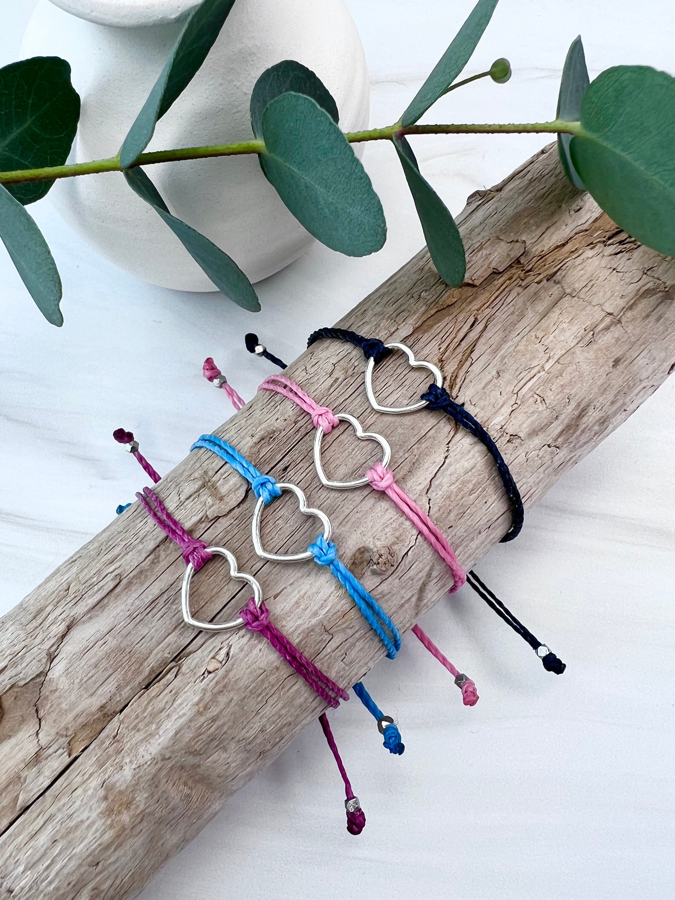 Silver Heart Bracelet String Heart Bracelet Sterling Silver - Etsy Sweden