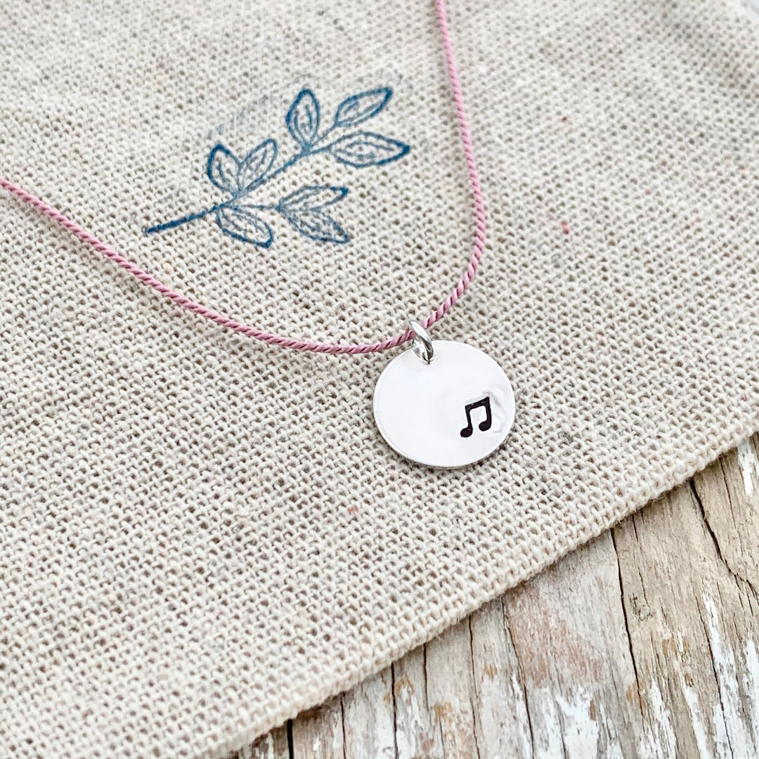 Music Note Necklace, Silver Music Note Necklace, Music Note Charm ...