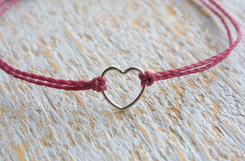 Silver Heart Bracelet String Heart Bracelet Sterling Silver - Etsy Sweden