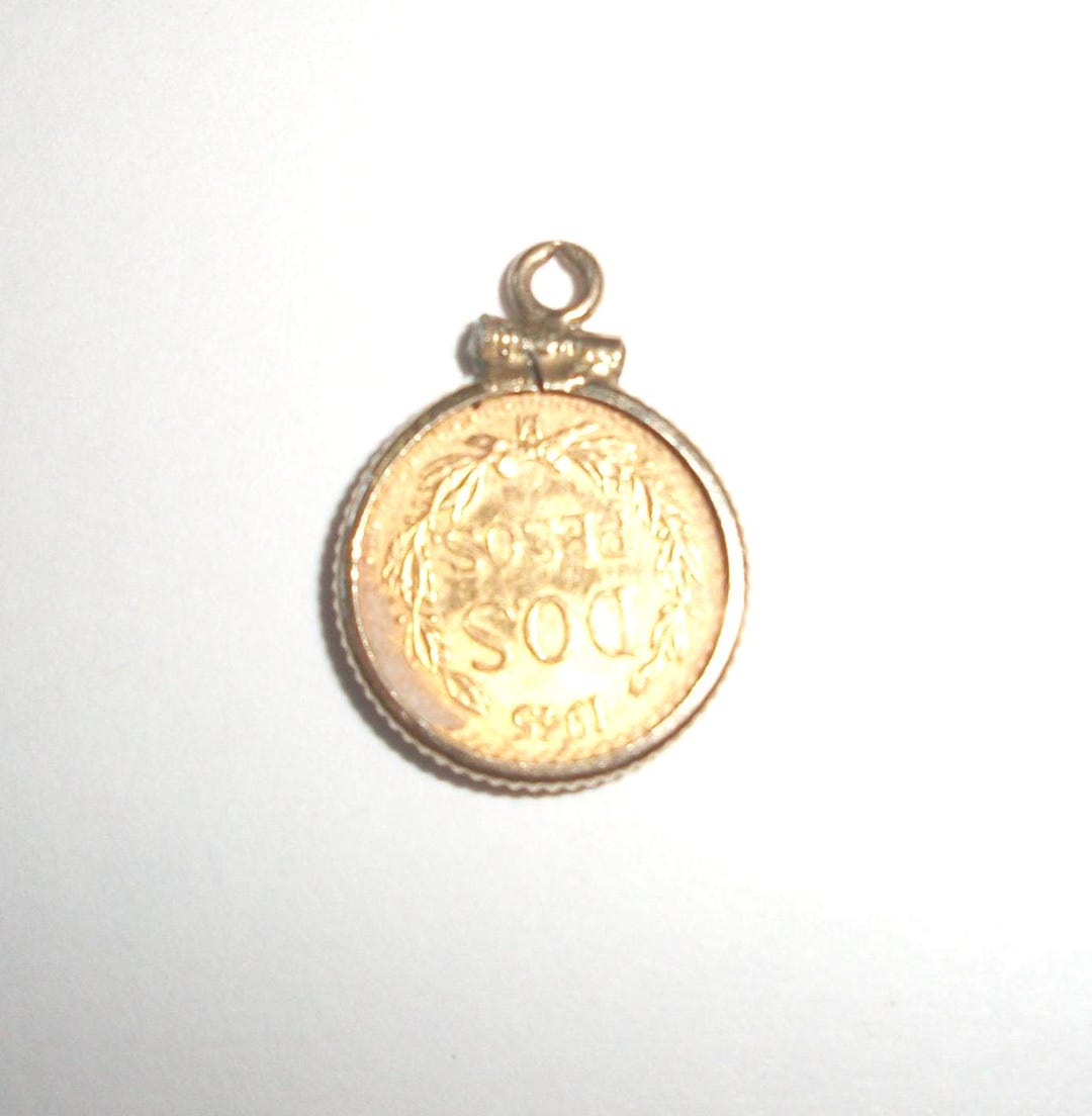Vintage 10k Gold Dos Pesos Ingot Bezel Coin Necklace Pendant - Etsy