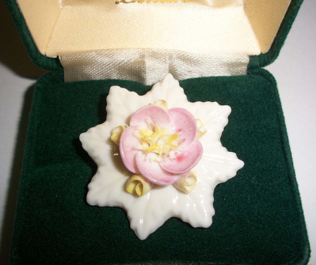 Belleek Rathmore Fine Bone China Flower Brooch W/ Original Box - Etsy