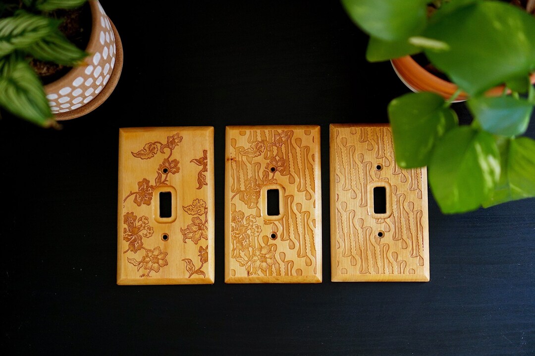 Javanese Batik Motif Laser Engraved Light Switch Cover - Indonesian ...