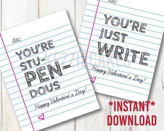 Pen Valentine Printable | Etsy