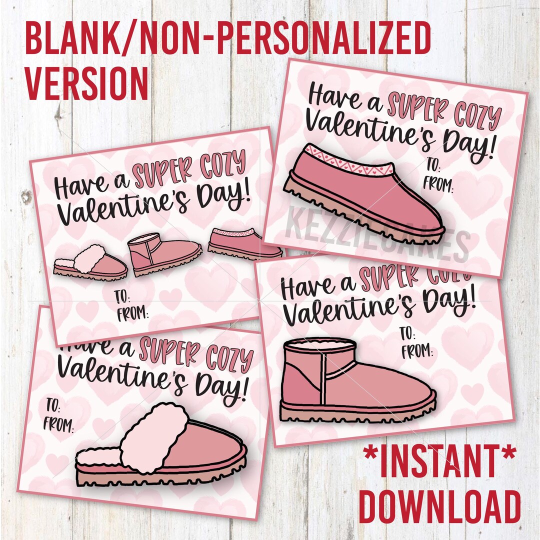 Cozy Ugg Valentine Printable INSTANT DOWNLOAD Ugg Boot & Slipper ...