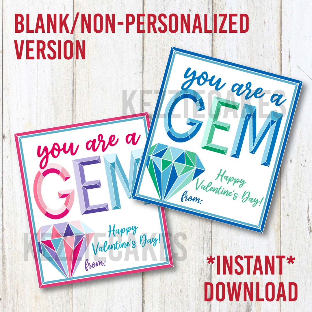 Gem Valentine for Kids School Valentine Ring Pop Tag Valentine ...