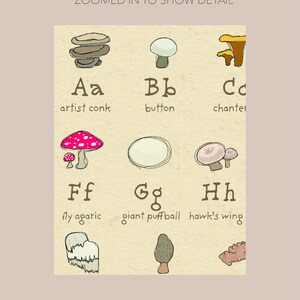 Mushroom Alphabet Poster Mushroom Alphabet Print Mushroom - Etsy