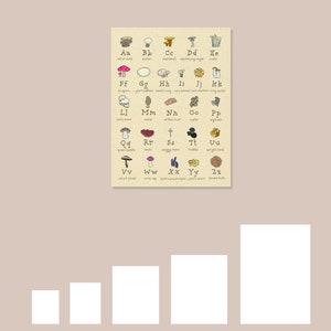 Mushroom Alphabet Poster Mushroom Alphabet Print Mushroom | Etsy