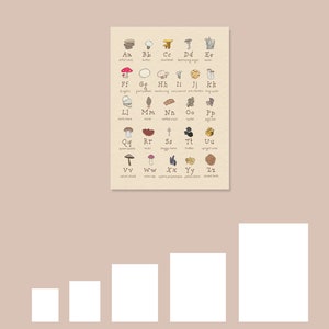 Mushroom Alphabet Poster, Mushroom Alphabet Print, Mushroom Nursery ...
