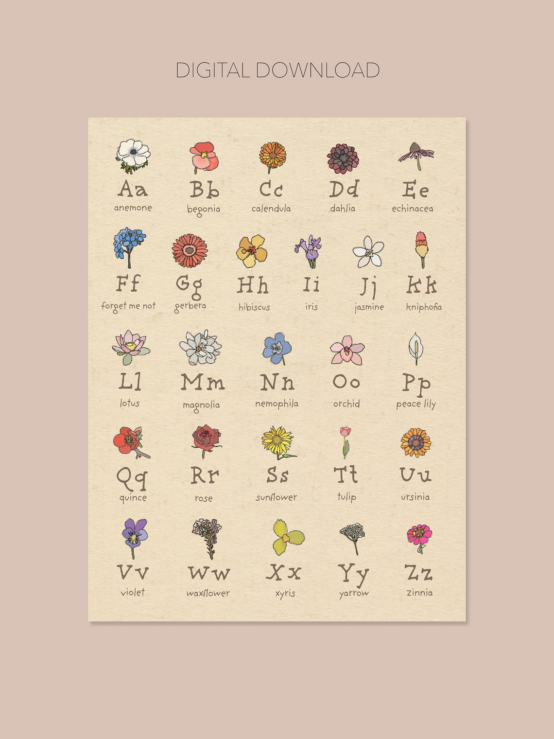Mushroom Alphabet Poster, Mushroom Alphabet Print, Mushroom Nursery ...
