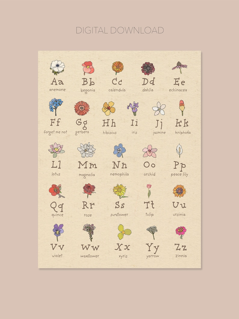 Mushroom Alphabet Poster, Mushroom Alphabet Print, Mushroom Nursery ...