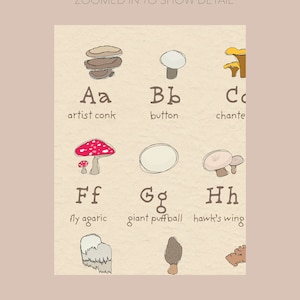 Mushroom Alphabet Poster, Mushroom Alphabet Print, Mushroom Nursery ...
