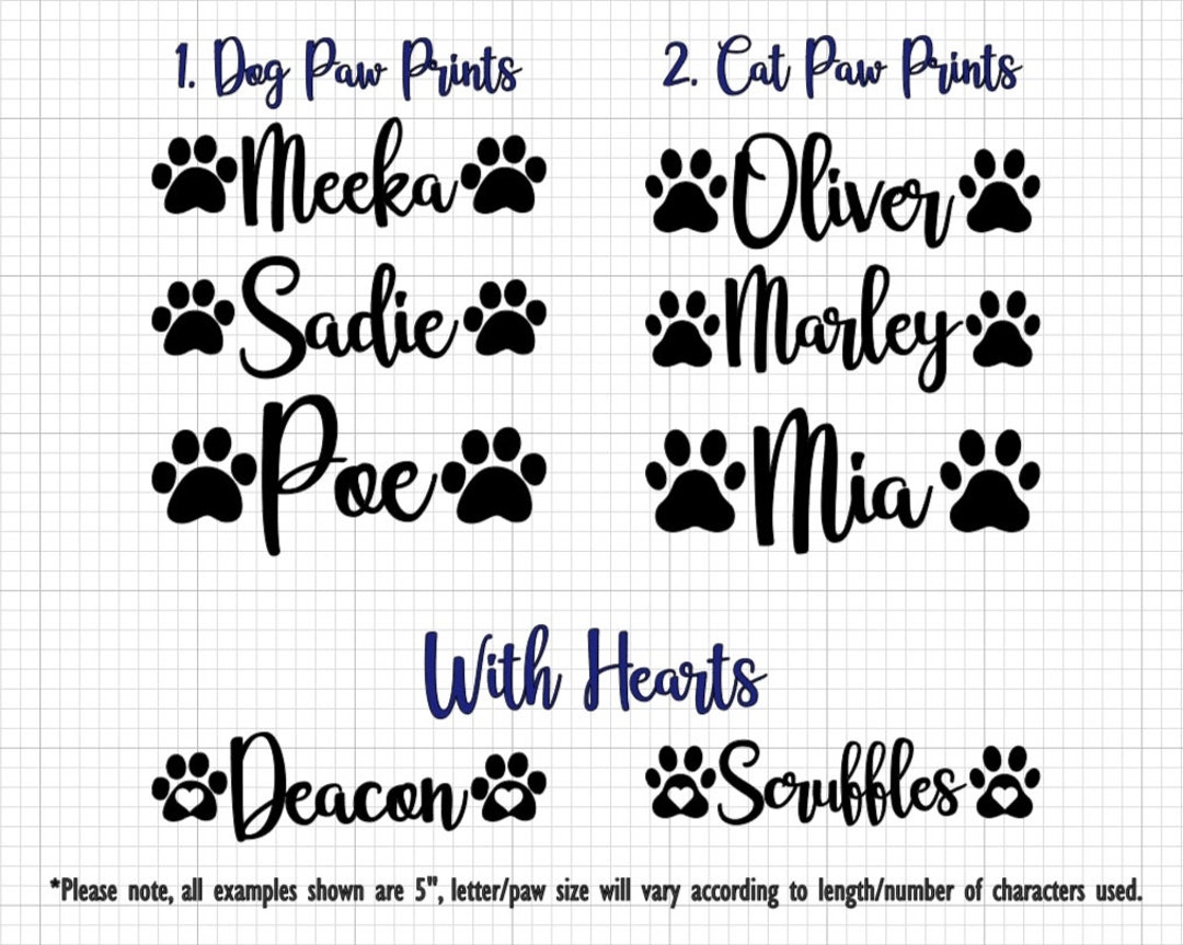Custom Dog/cat Pawprint & Name Vinyl Decal - Etsy