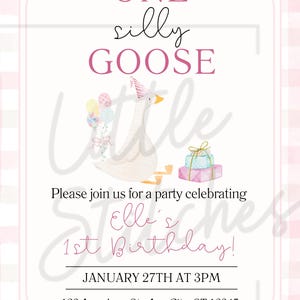 ONE Silly Goose PINK DIGITAL Invite Template - Etsy
