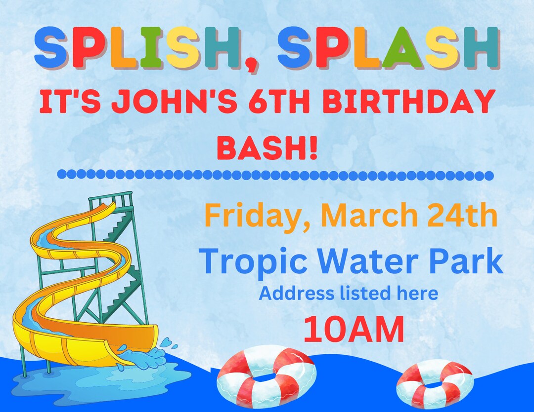 Splish, Splash Party Invitation - Etsy