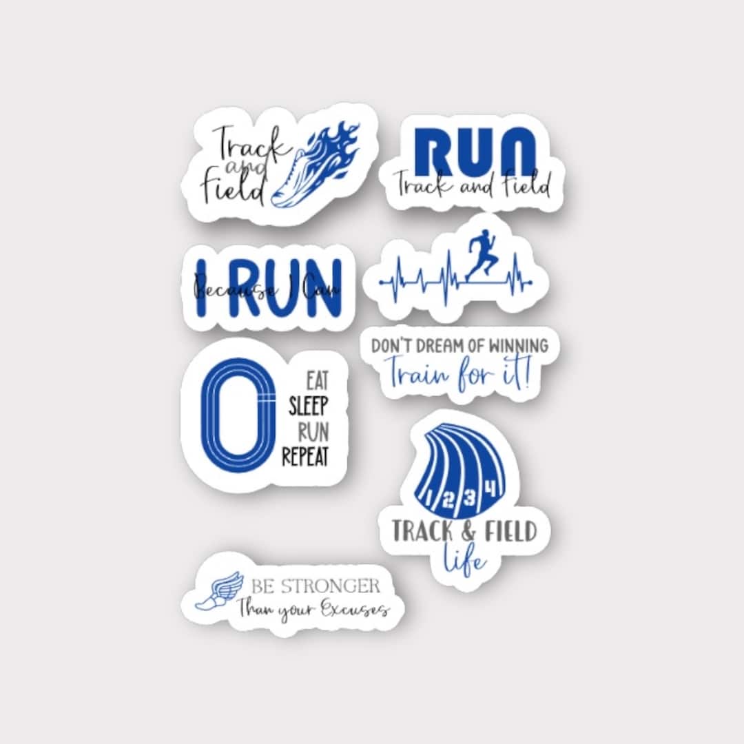 Track and Field Stickers: Running Motivation, Coach Gift (8 Piece Set ...