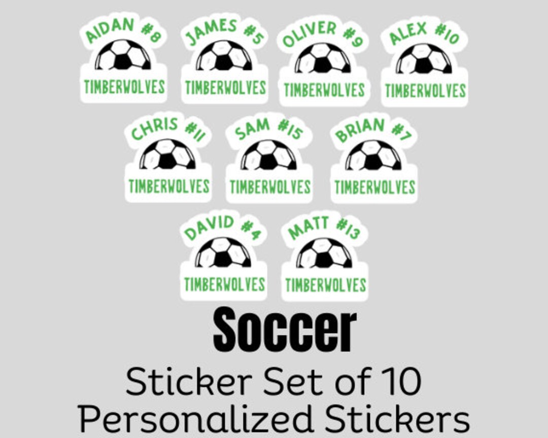 Personalized Soccer Sticker Sets of 10 Soccer Team Name Sticker Custom ...