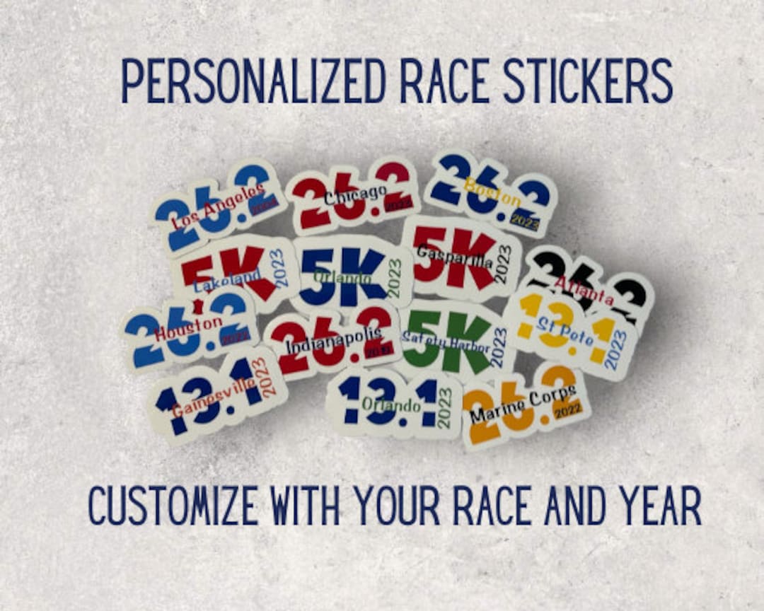 Personalized Race Stickers Custom Marathon Stickers Personalized 5k ...