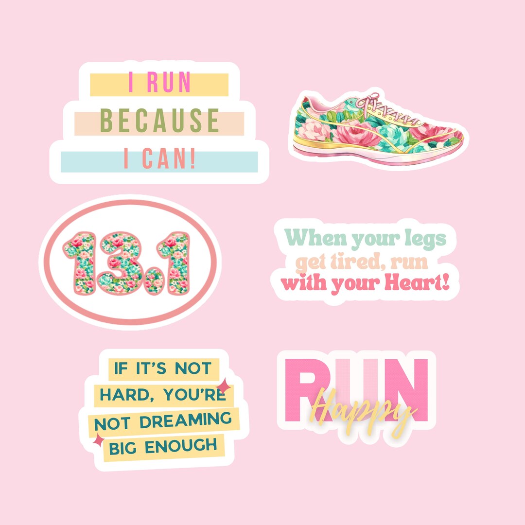 Half Marathon Running Sticker Set of 6 Stickers | Gift for Runner ...