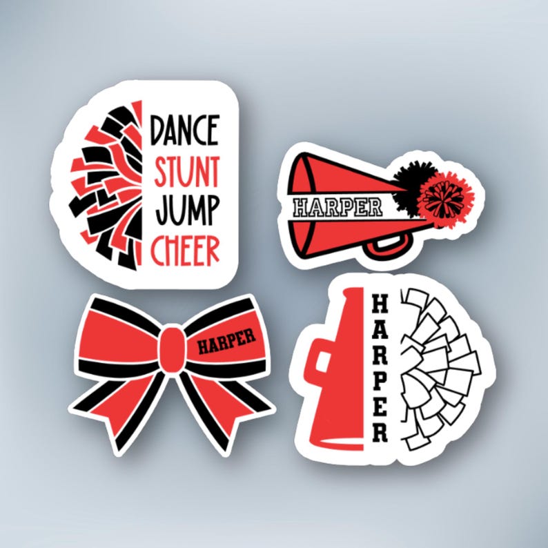 Personalized Cheer Sticker Set - Personalized Cheerleader Gift for ...