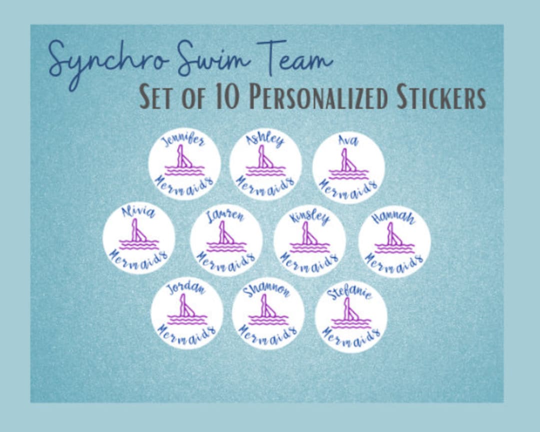 Synchronized Swimming Personalized Team Sticker Set of 10 Custom ...