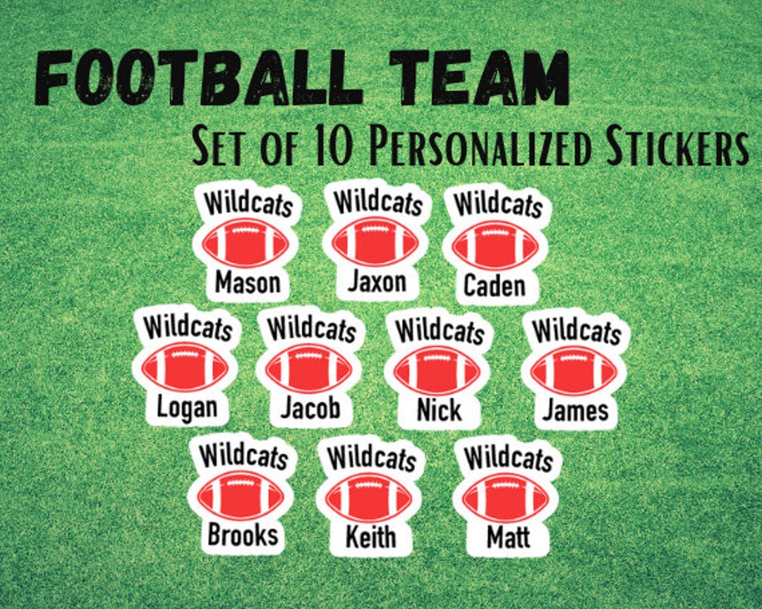 Personalized Football Team Sticker Set of 10 Football Team - Etsy