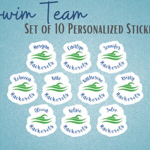 Swimming Personalized Team Sticker Set of 10 Custom Swim Team Sticker ...