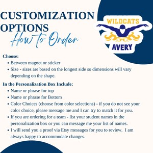 Personalized Swim Team Magnet or Sticker: Custom Colors & Name - Etsy