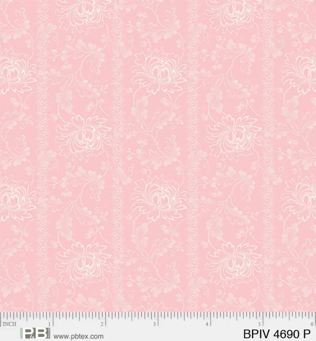 Belles Pivoines Pink Pico Floral, Retro Vintage for P&B Textiles, BPIV ...