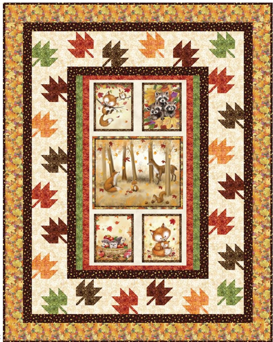 Falling Leaves Quilt Kit, Fall Friends Fabric by P&B Textiles, 60"x 76 ...