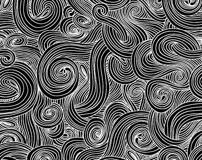 FAT QUARTER Just Color! Blackboard Swirl - Studio E Fabrics - Black and ...