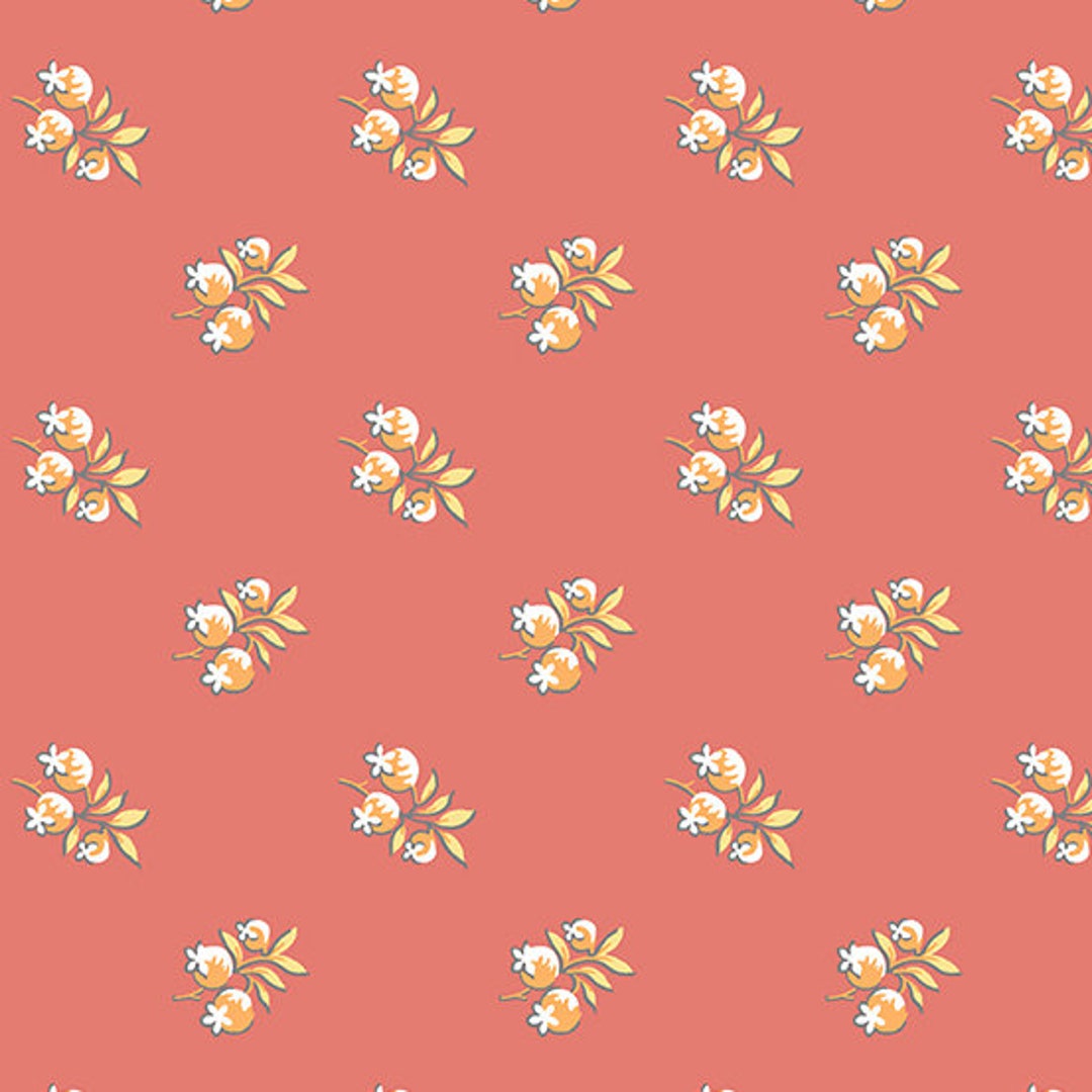 Roseberry Cottage Coral Pink Buds - Andover Fabrics - A-9213-E - 100% ...