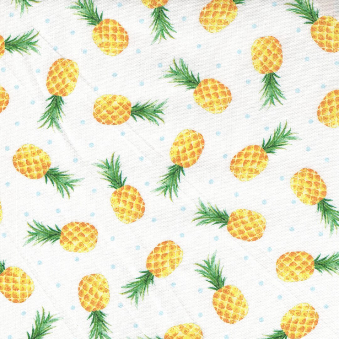 2/3 Yard REMNANT Fun in the Sun White Pineapple Fun Andi Metz for ...