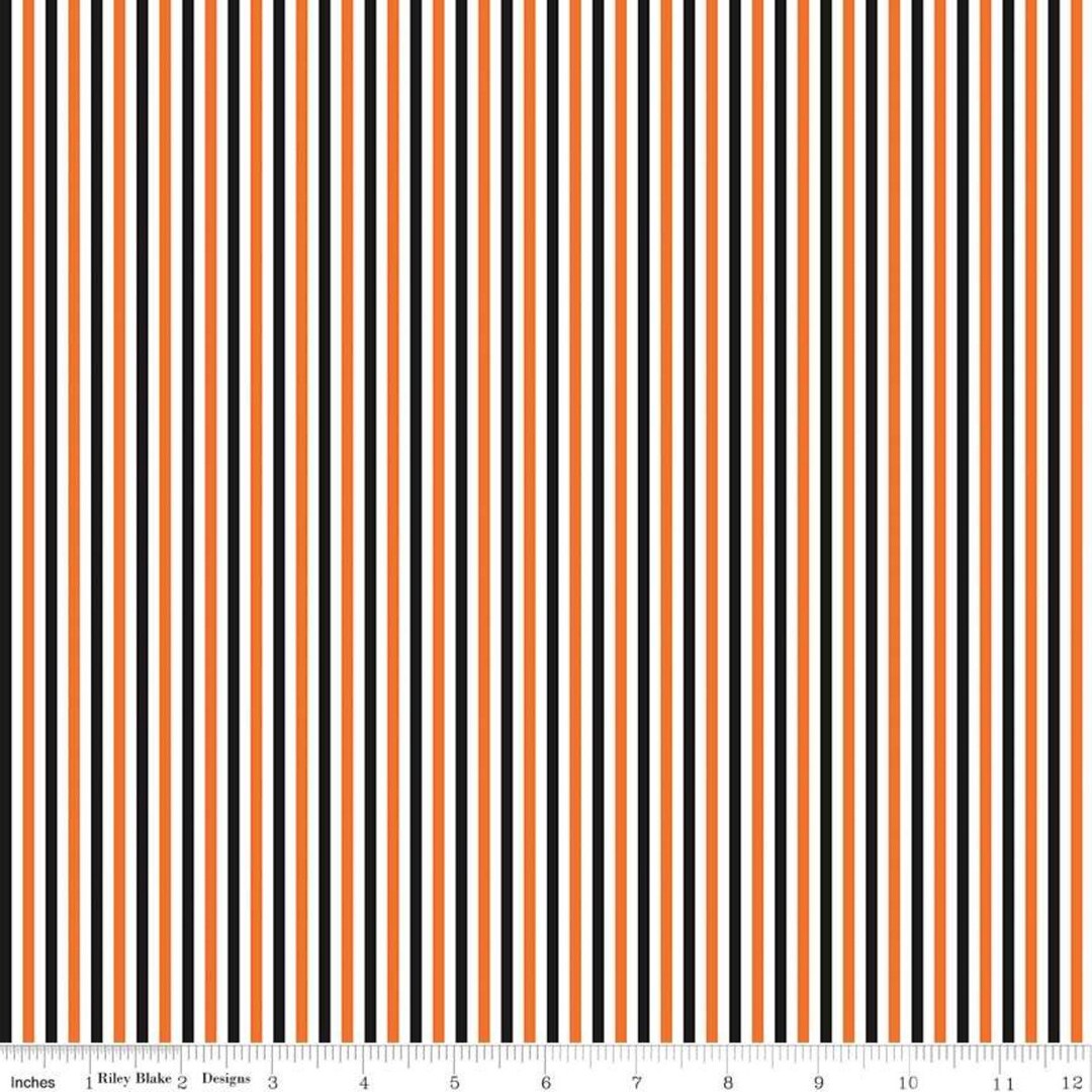 Halloween Stripe 1/8" Vertical Stripe in Black Orange White - Riley ...