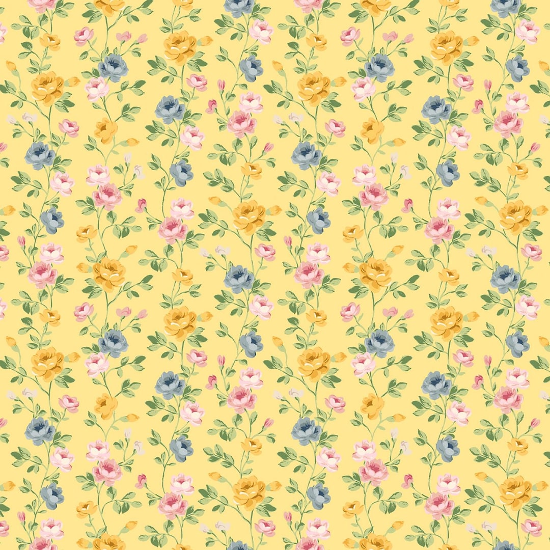 Laurel Pale Yellow Spring Flow Whistler Studios for Windham Fabrics ...