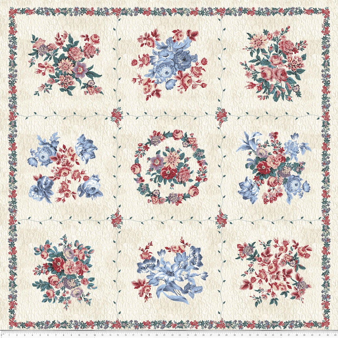 Bedford Nine Patch Panel Antique White 43 X 43 by Mary Koval for Windham Fabrics 53143-DP 100% ...