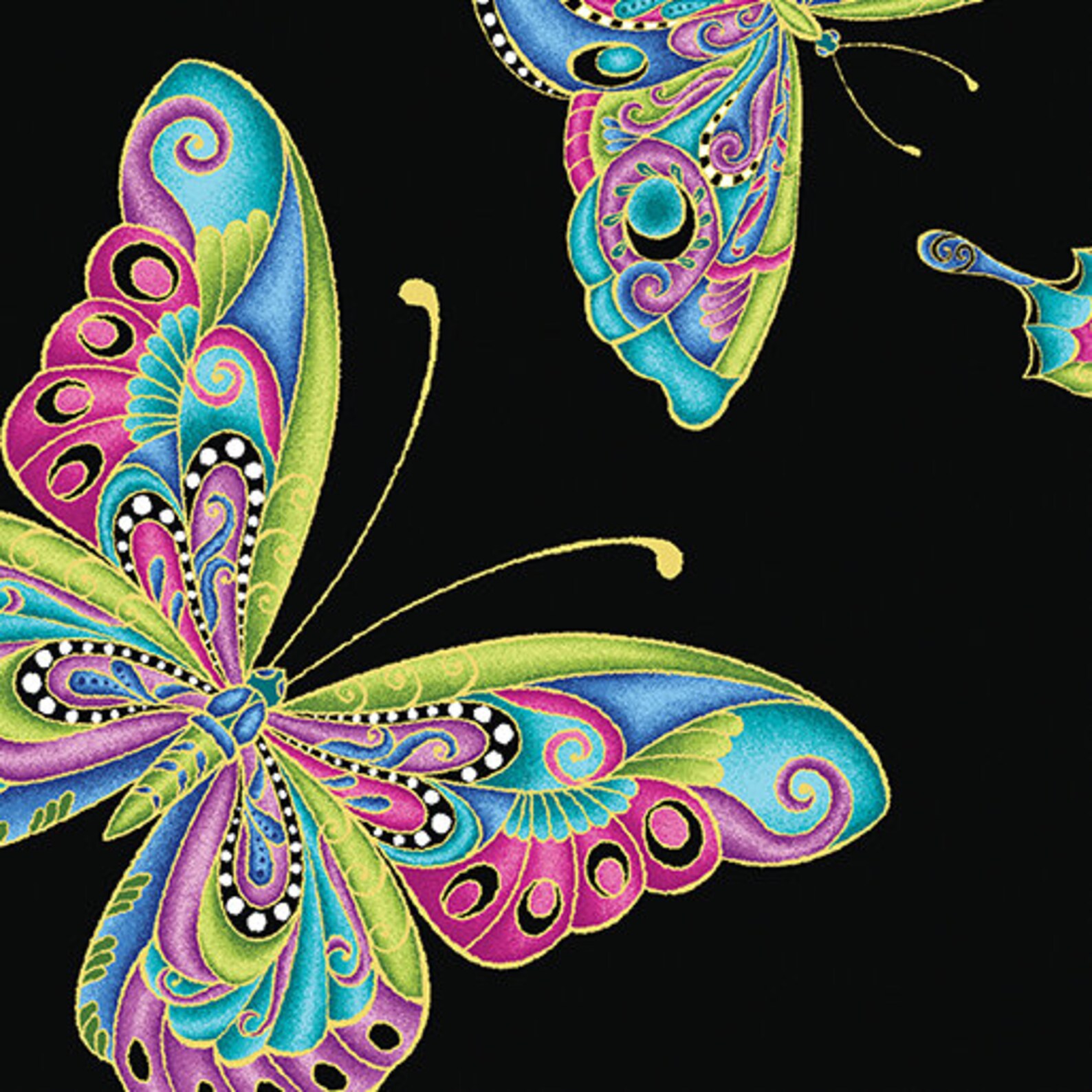 Alluring Butterflies Black Large Butterflies W/metallic, Ann Lauer for ...