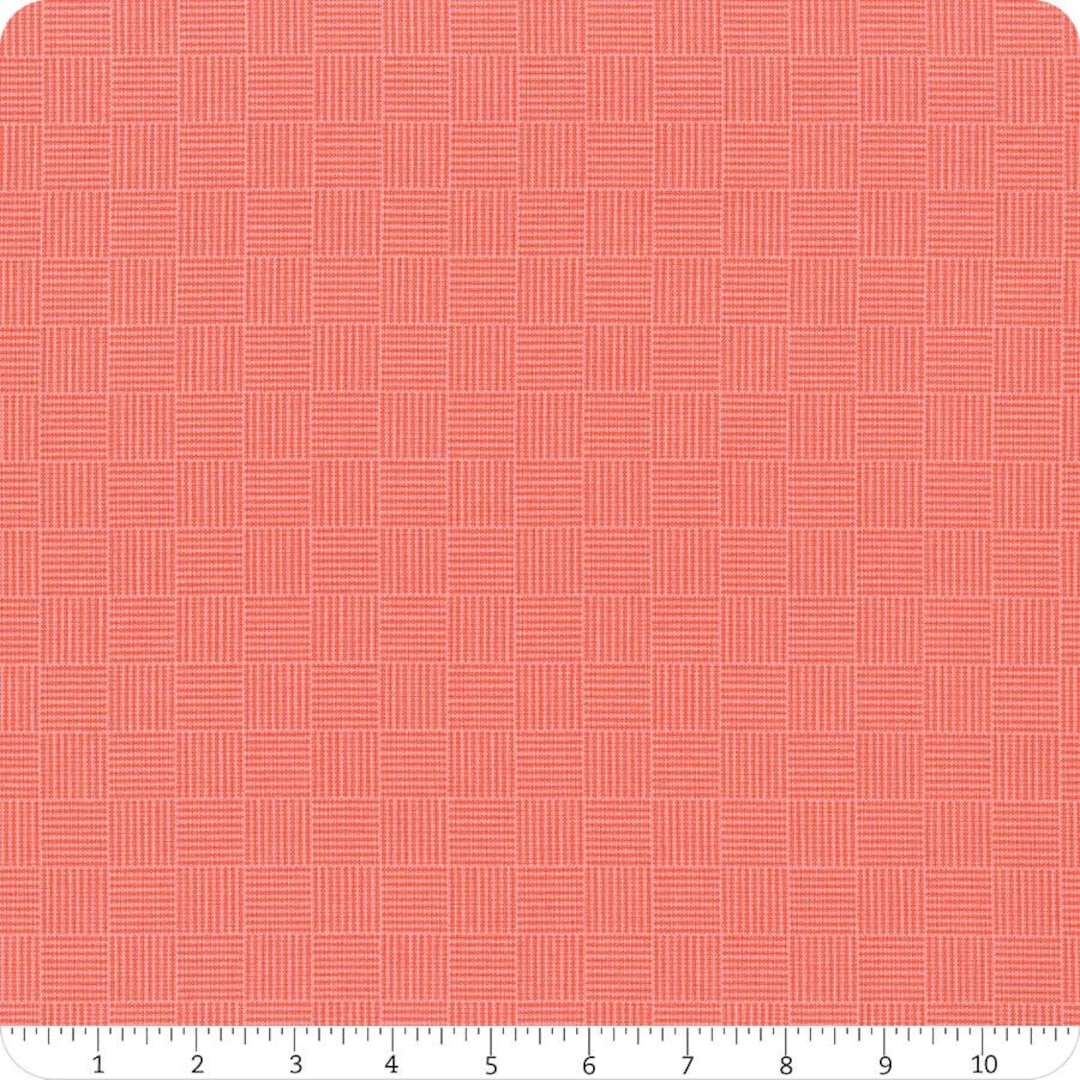 Roseberry Cottage Coral Pink Grid - Andover Fabrics - A-9216-E - 100% ...