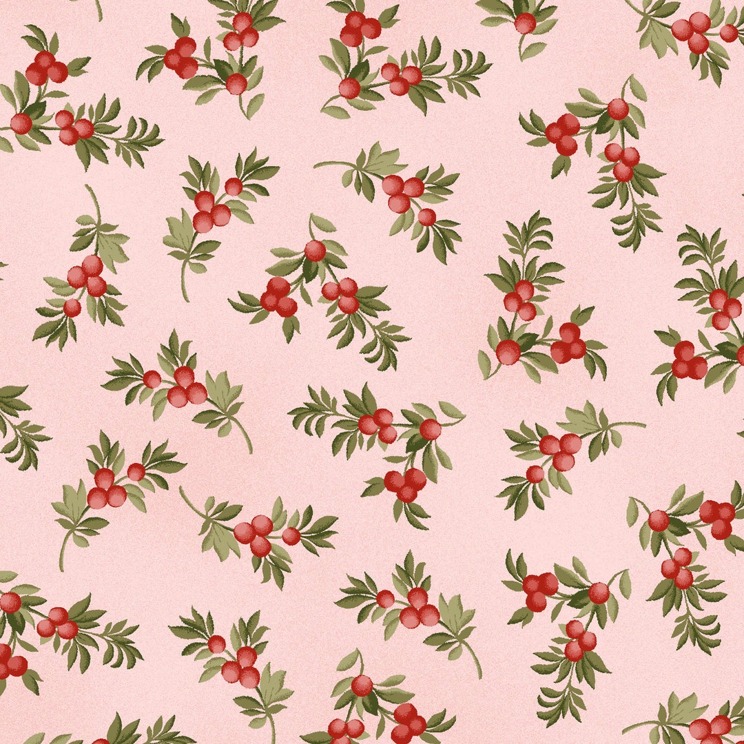 Pink Berry Branches Cotton Fabric, A Fruitful Life by Maywood Studio ...