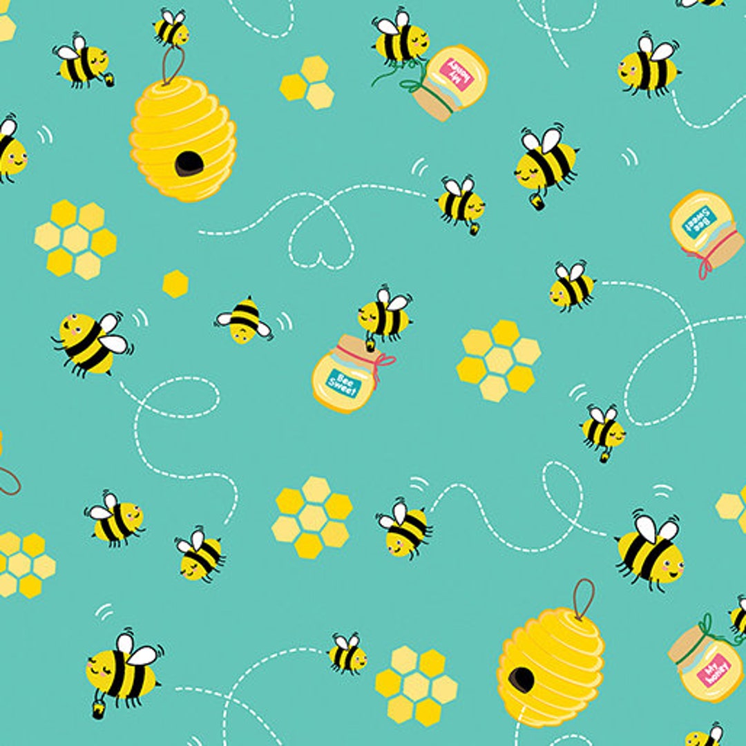 Happy Camper Turquoise Bee Sweet, Kanvas Studio for Benartex Fabrics ...