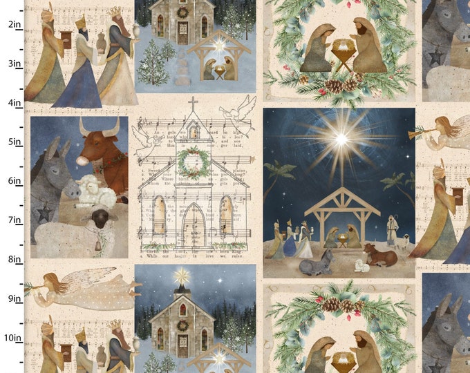 O' Holy Night Adore Him Patch, Beth Albert for 3 Wishes Fabrics, 22352-MLT, 100% Cotton Cut ...